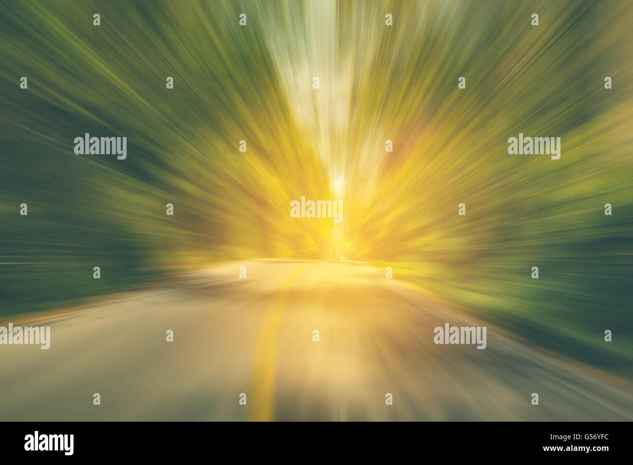 Abstract road motion blurred and highway speed with sunlight, vintage ...