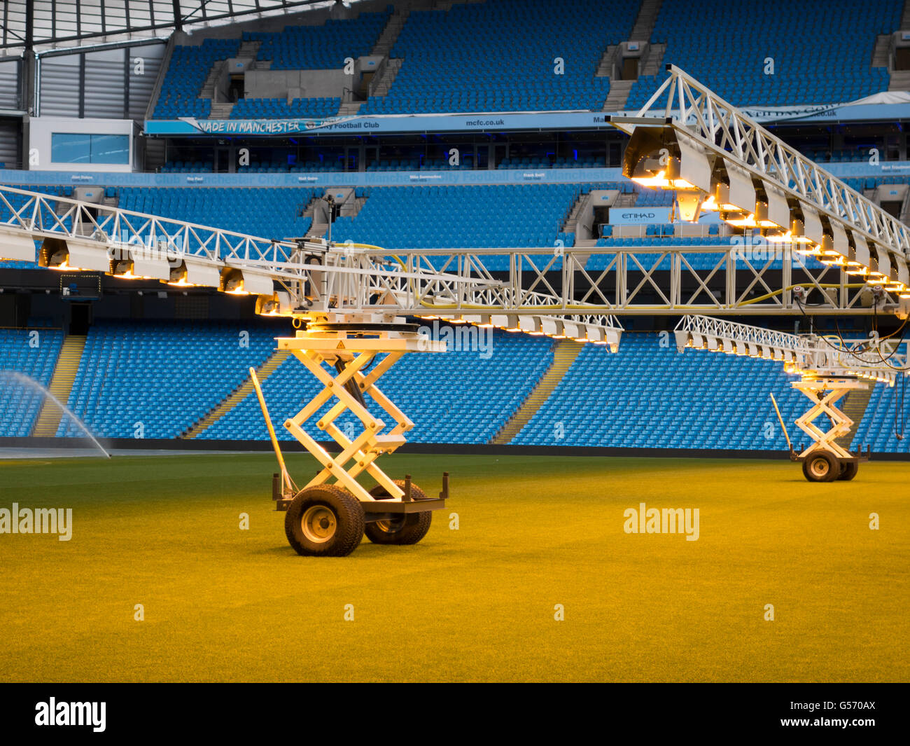 Lighting rigs to provide artificial sunlight in winter for the grass on ...