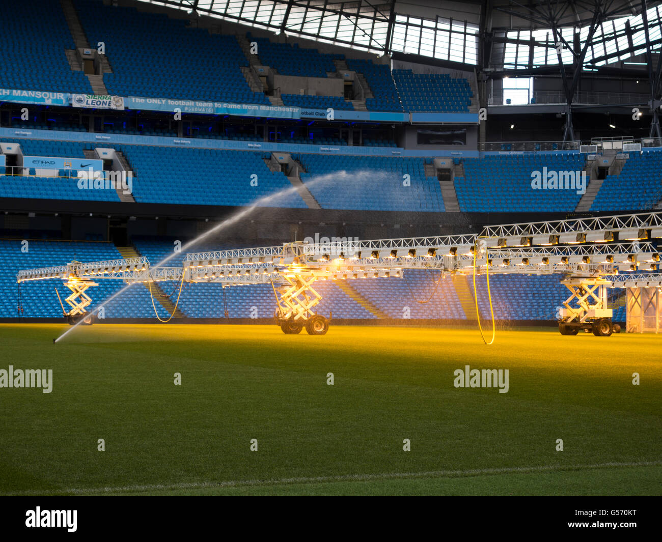Lighting rigs to provide artificial sunlight in winter for the grass on ...