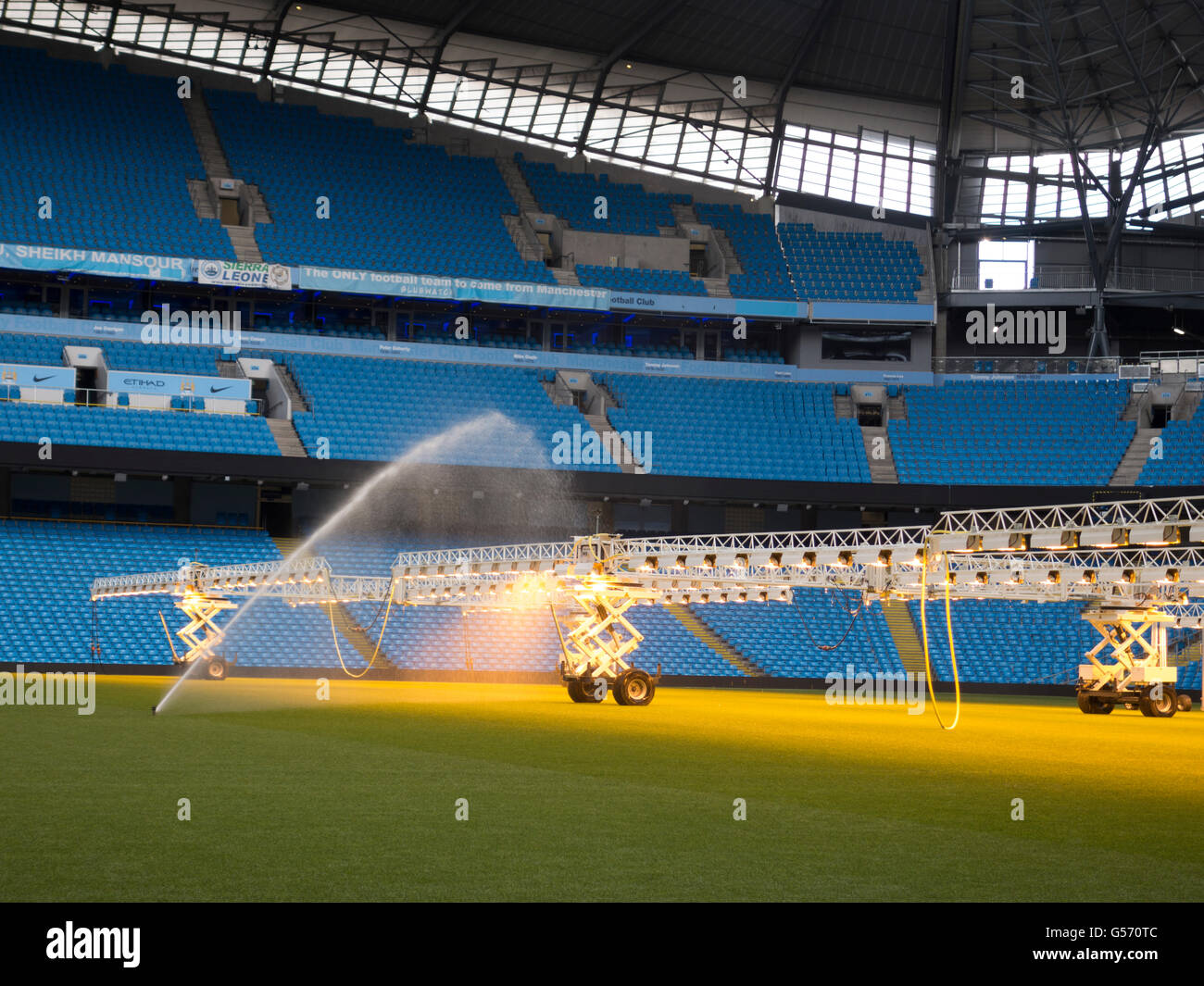 Lighting rigs to provide artificial sunlight in winter for the grass on ...