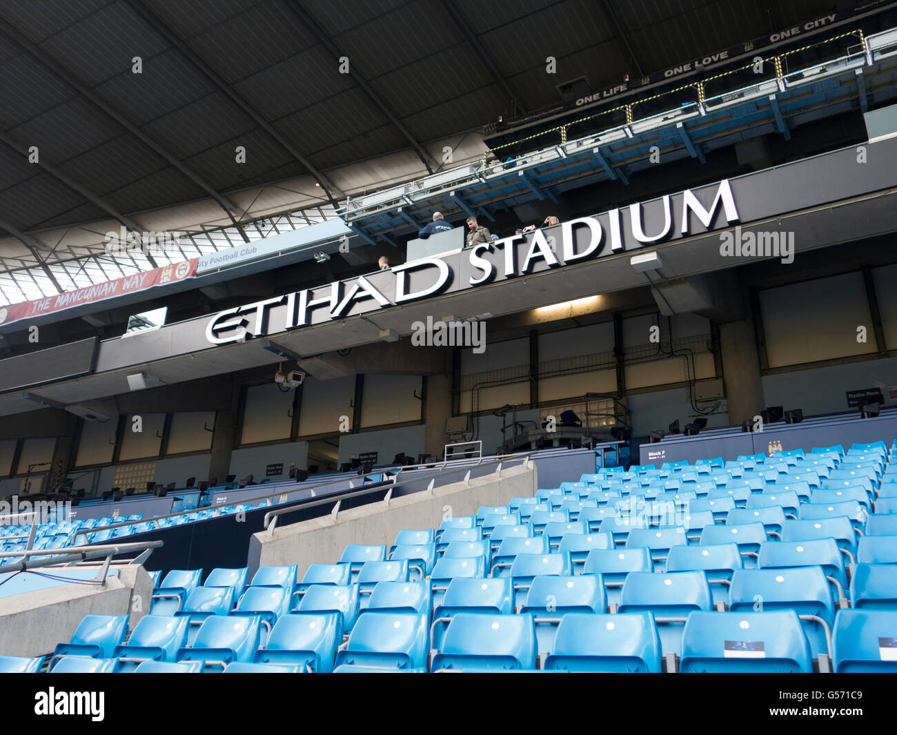 Seats inside etihad stadium manchester hi-res stock photography and ...