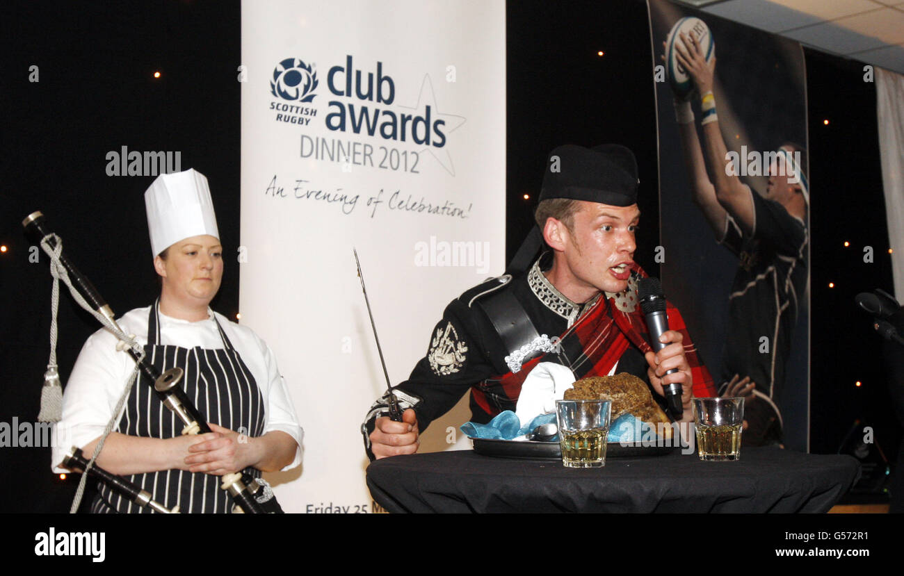 During the scottish rugby union club dinner at murrayfield hi-res stock ...