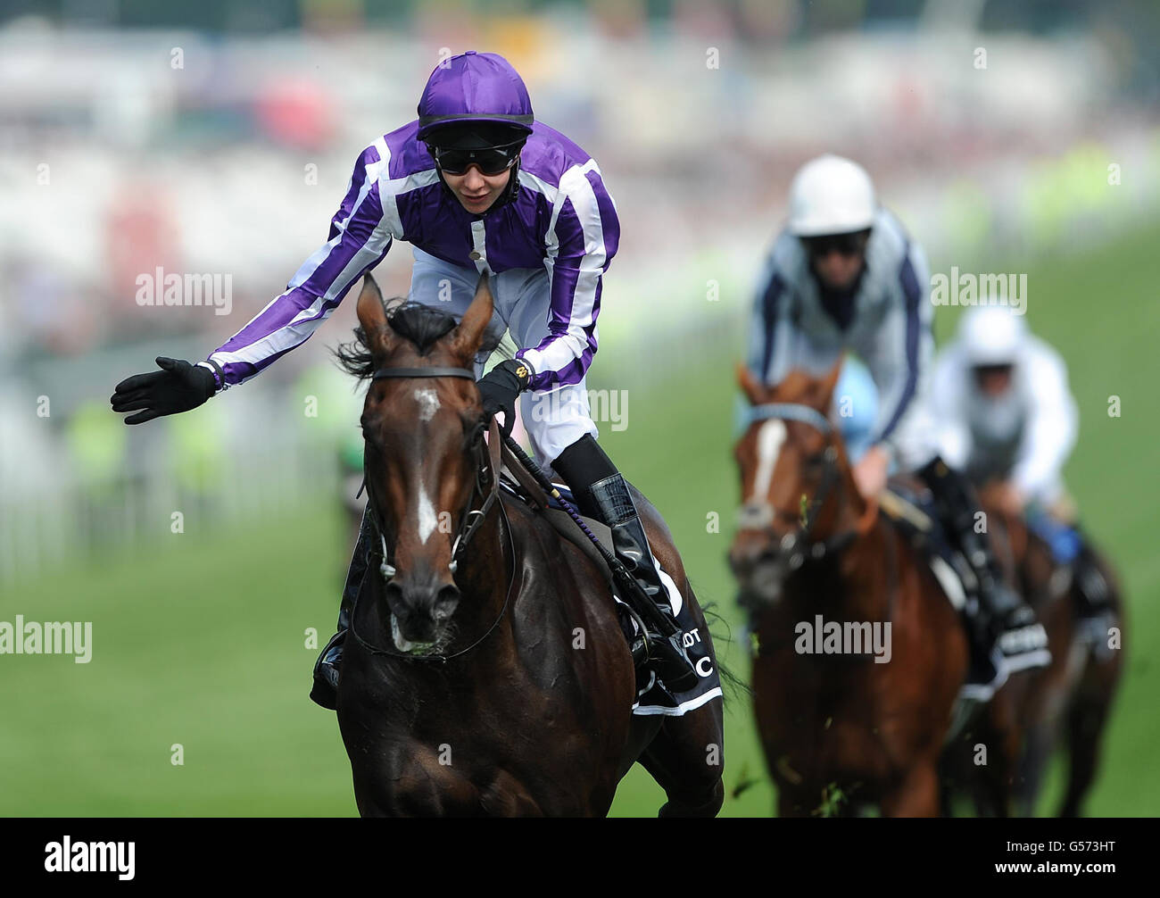 Camelot (left) ridden by Joseph O'Brien wins The Investec Derby during ...