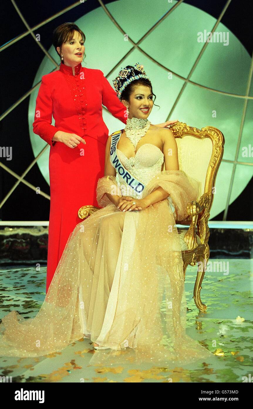 Miss World organiser Julia Morley, with the winner Miss India, Priyanka ...