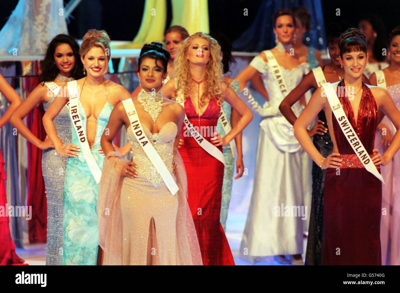 Some of the entrants of the Miss World contest at The Millennium Dome ...