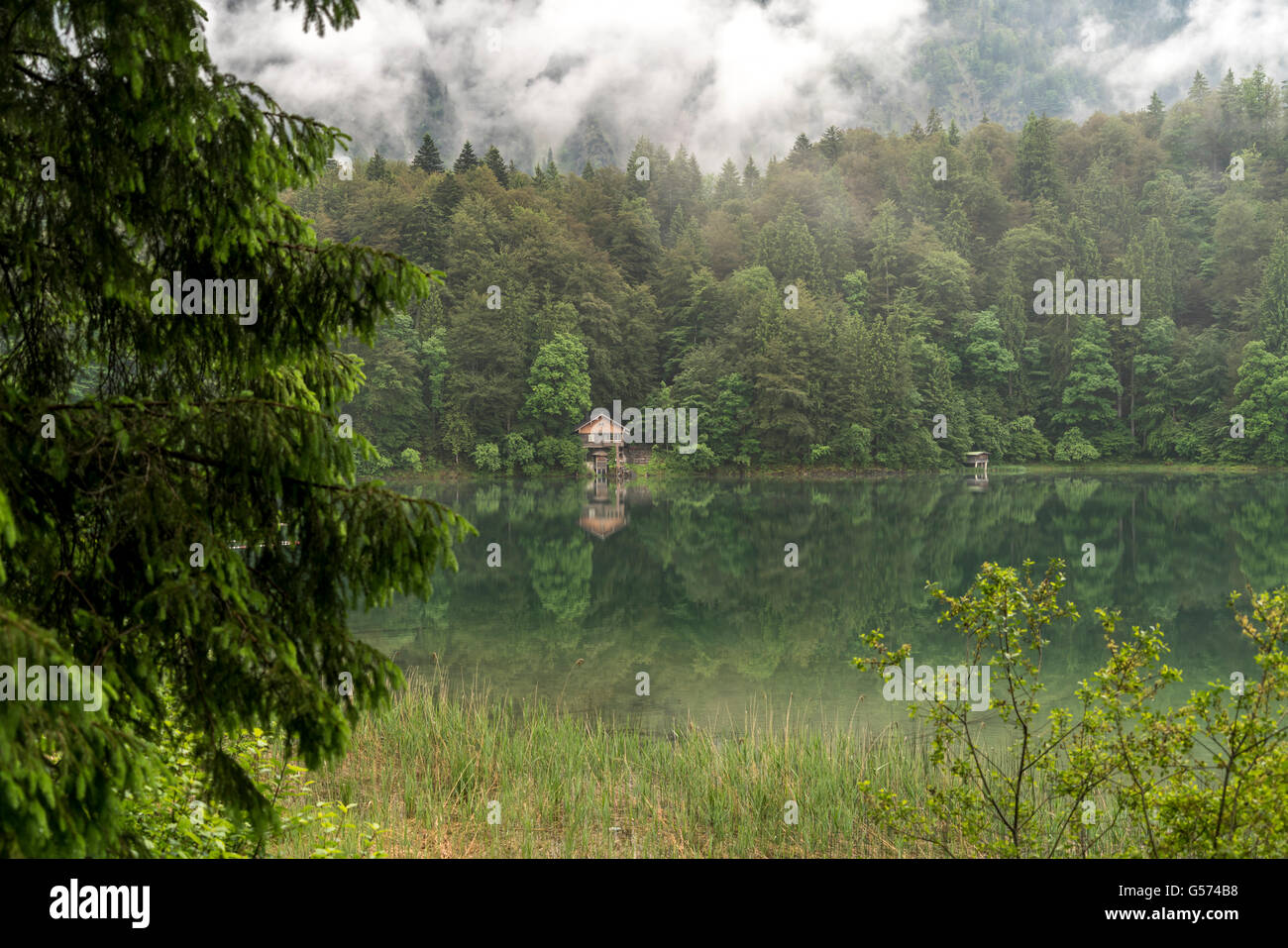 lake Freibergsee near Oberstdorf, Oberallgäu, Bavaria, Germany Stock ...