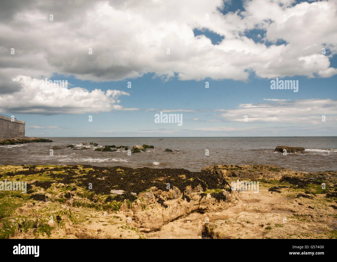 A scenic view of Hartlepool Headland showing the sea,blue and cloudy ...