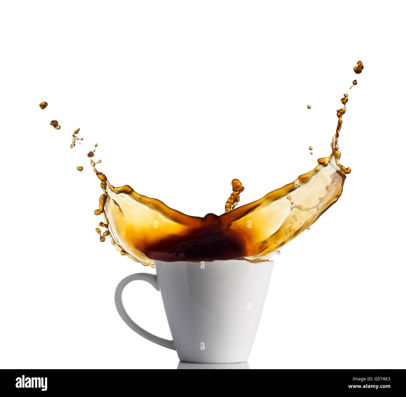 cup of splashing coffee isolated on white Stock Photo - Alamy