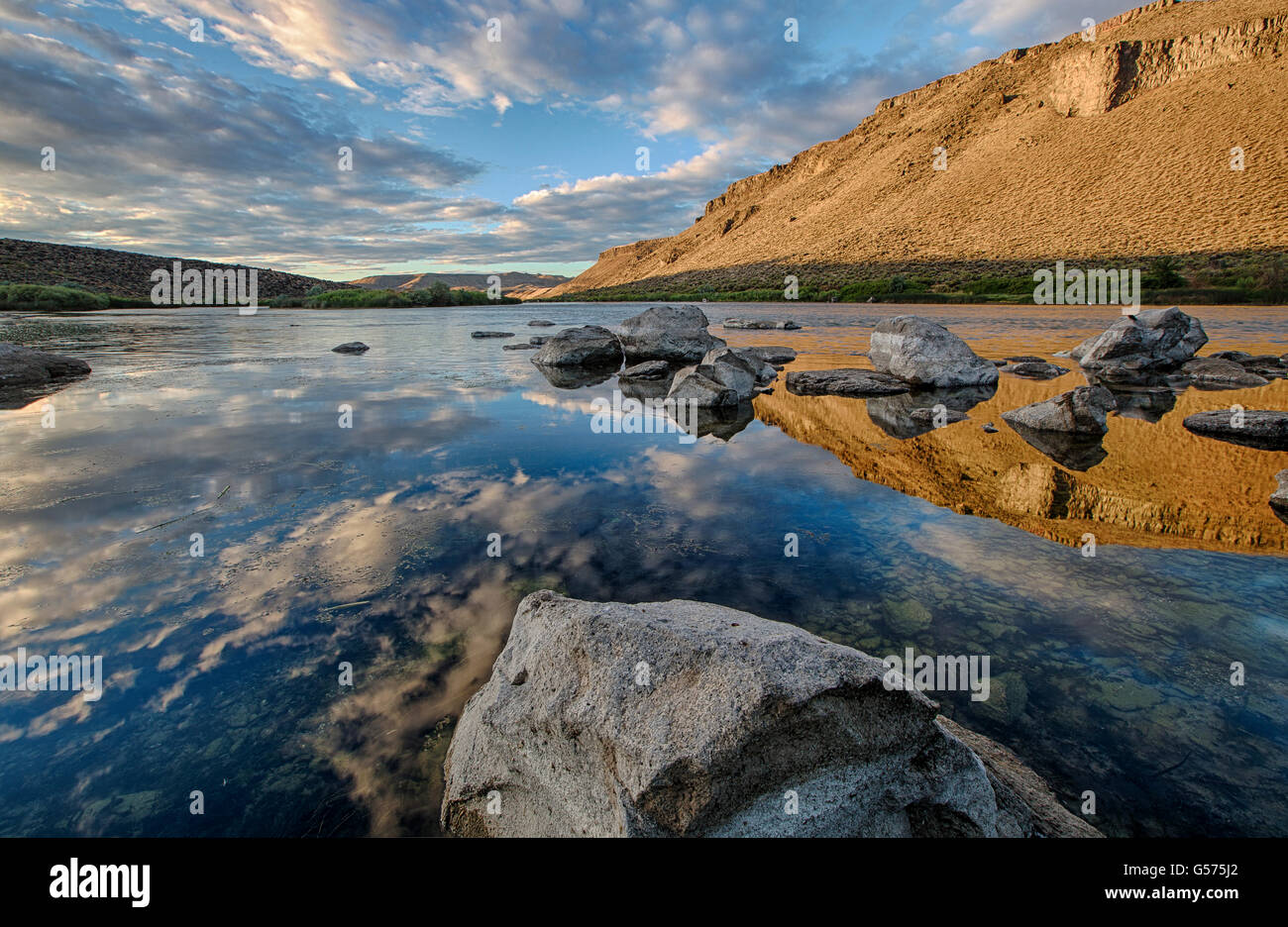 A quiet section of the Snake River in the Morley Nelson Snake River ...