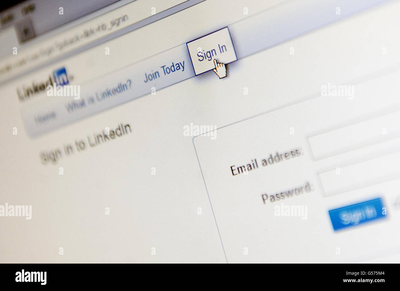 A general view of the sign in screen for the LinkedIn website Stock ...