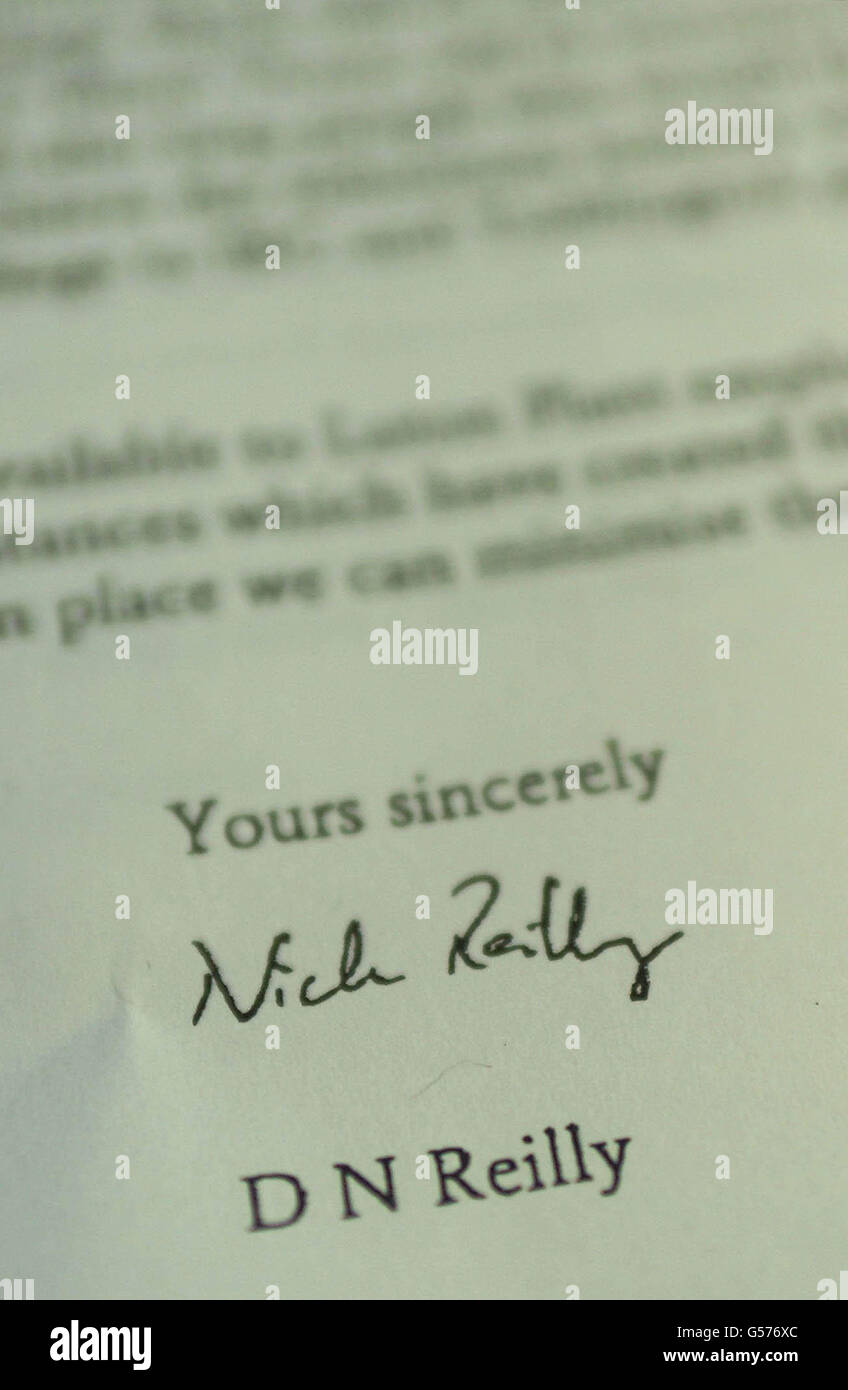 Signature of Nick Reilly, Chairman and Managing Director of the ...