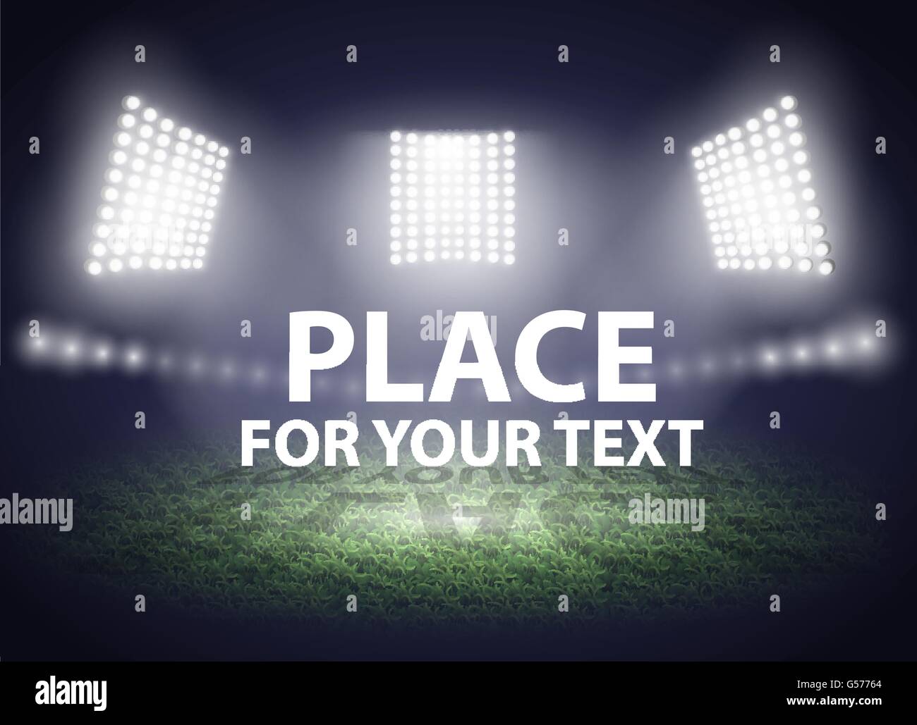 Stadium lights. Three spotlights on a football field. Vector ...