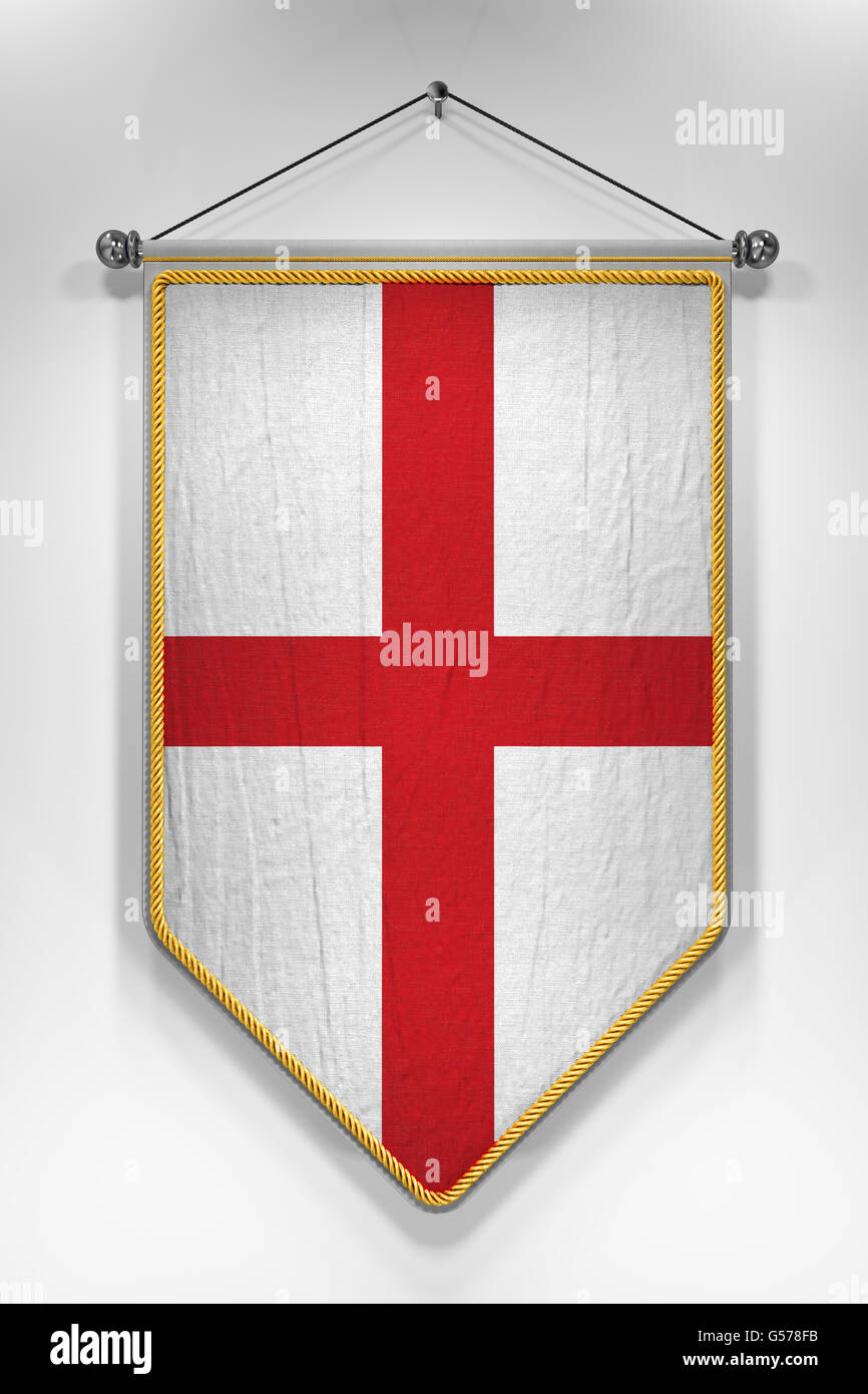 Pennant with English flag. 3D illustration with highly detailed texture ...