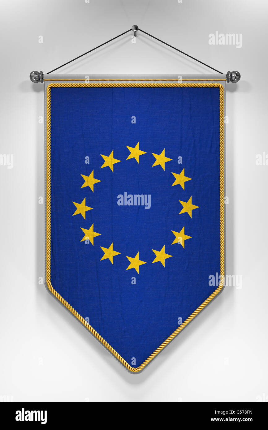 Pennant with European Union flag. 3D illustration with highly detailed ...