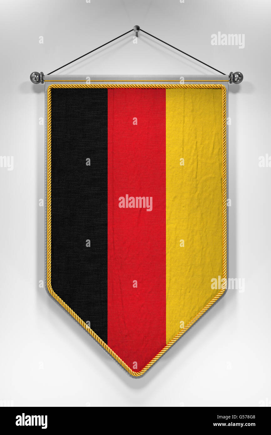 Pennant with German flag. 3D illustration with highly detailed texture ...