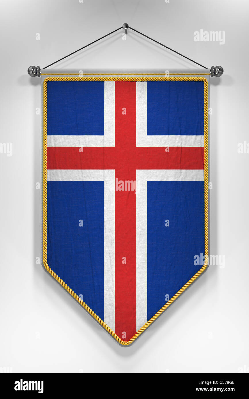 Pennant with Icelandic flag. 3D illustration with highly detailed ...