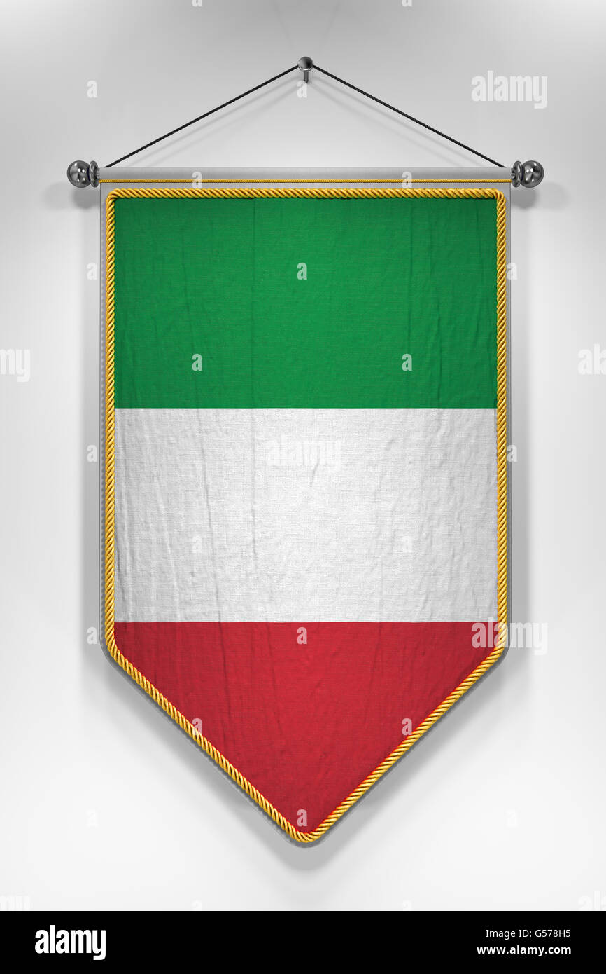 Pennant with Italian flag. 3D illustration with highly detailed texture ...