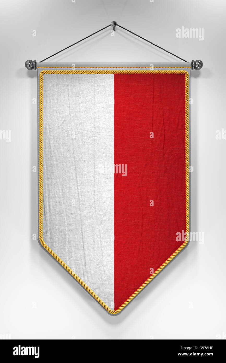 Pennant with Polish flag. 3D illustration with highly detailed texture ...