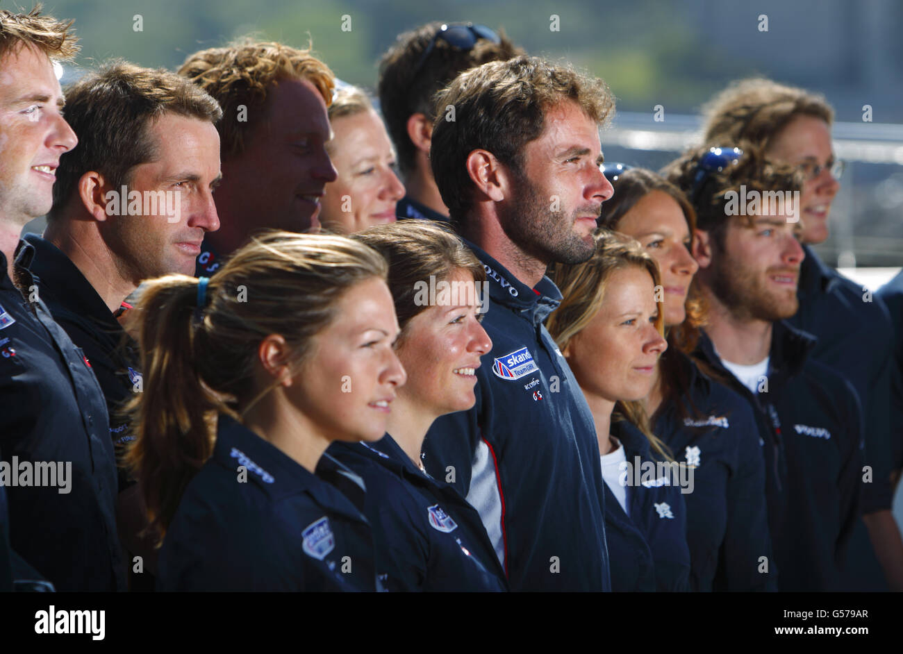British Olympic RS:X sailor Nick Dempsey (centre) pictured with his ...