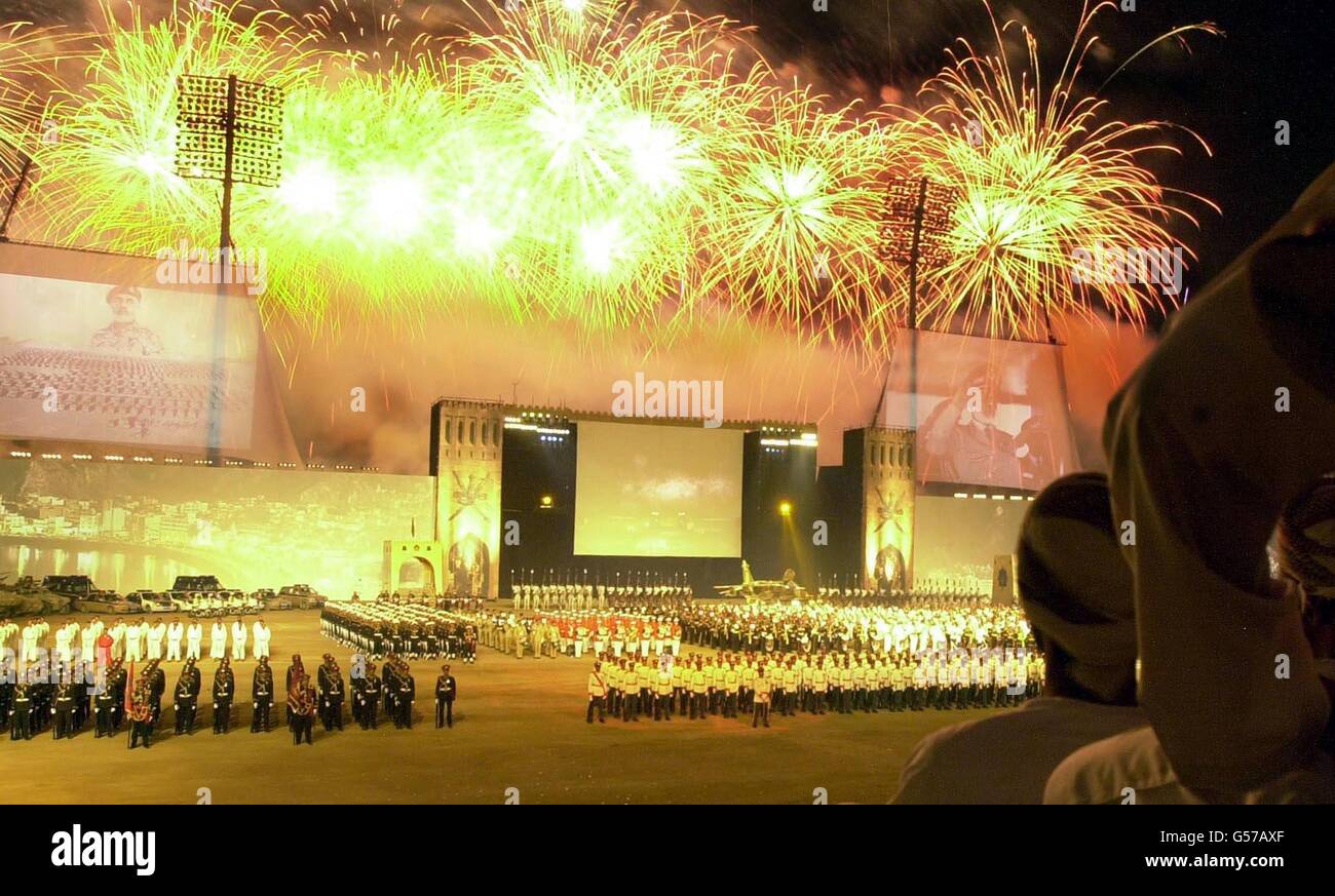 The grand firework finale during the huge military tattoo at the ...
