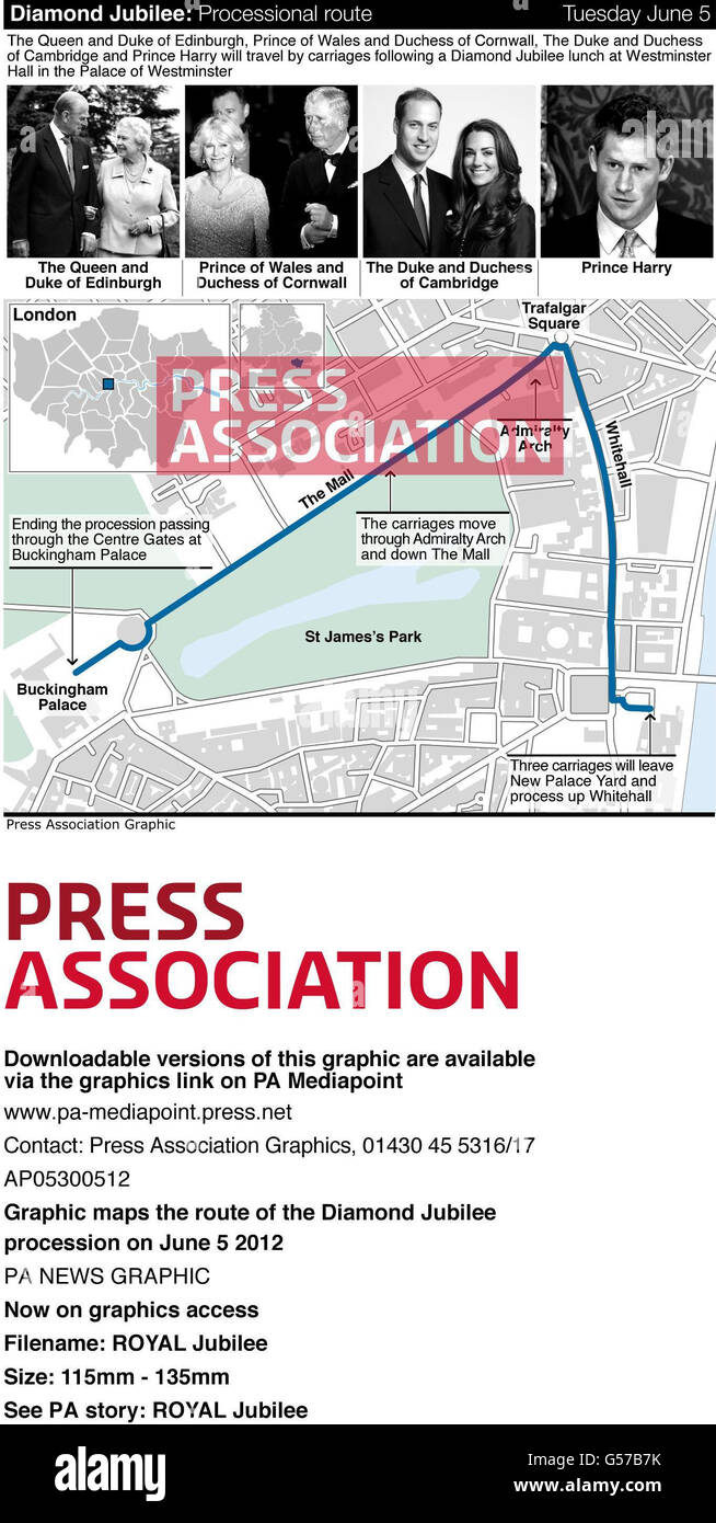 Graphic maps the route of the diamond jubilee procession hi-res stock ...