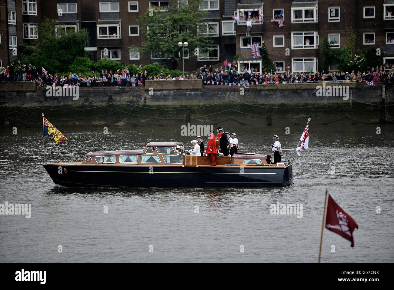 Queen Elizabeth II's Royal Yacht Britannia's Royal Barge leaves from ...