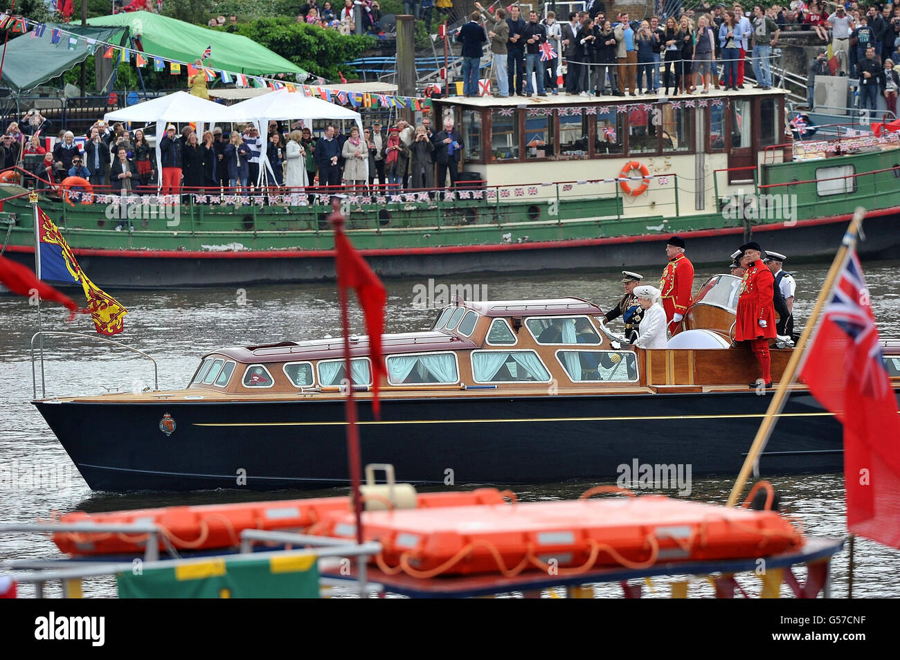 Queen Elizabeth II's Royal Yacht Britannia's Royal Barge leaves from ...