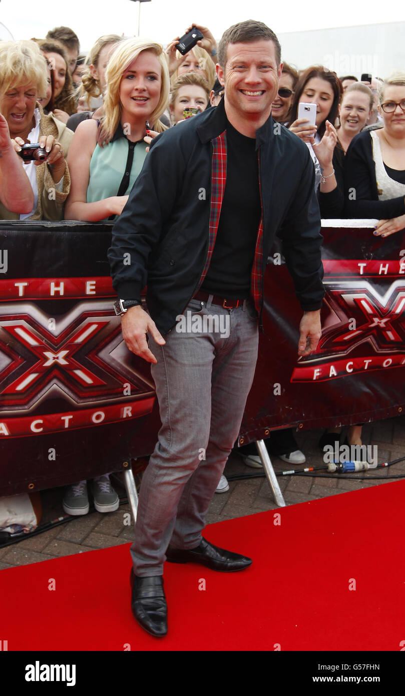 Presenter Dermot O'Leary arrives at Event City in Manchester for the ...
