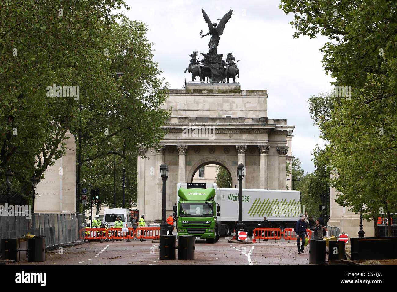A convoy of Waitrose lorries containing the 10,000 picnics for today's ...