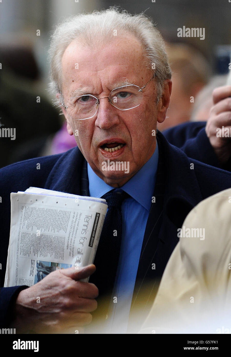 Sir David Frost on Platform 2 of Victoria Station in London, at the ...