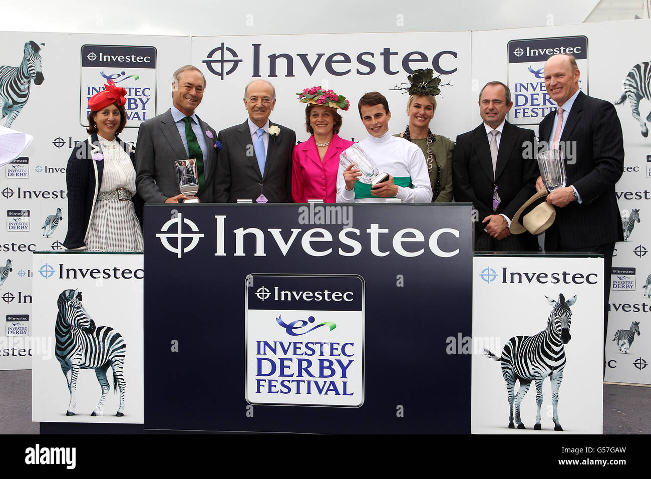 Jockey William Buick (centre right) and trainer John Gosden (right ...
