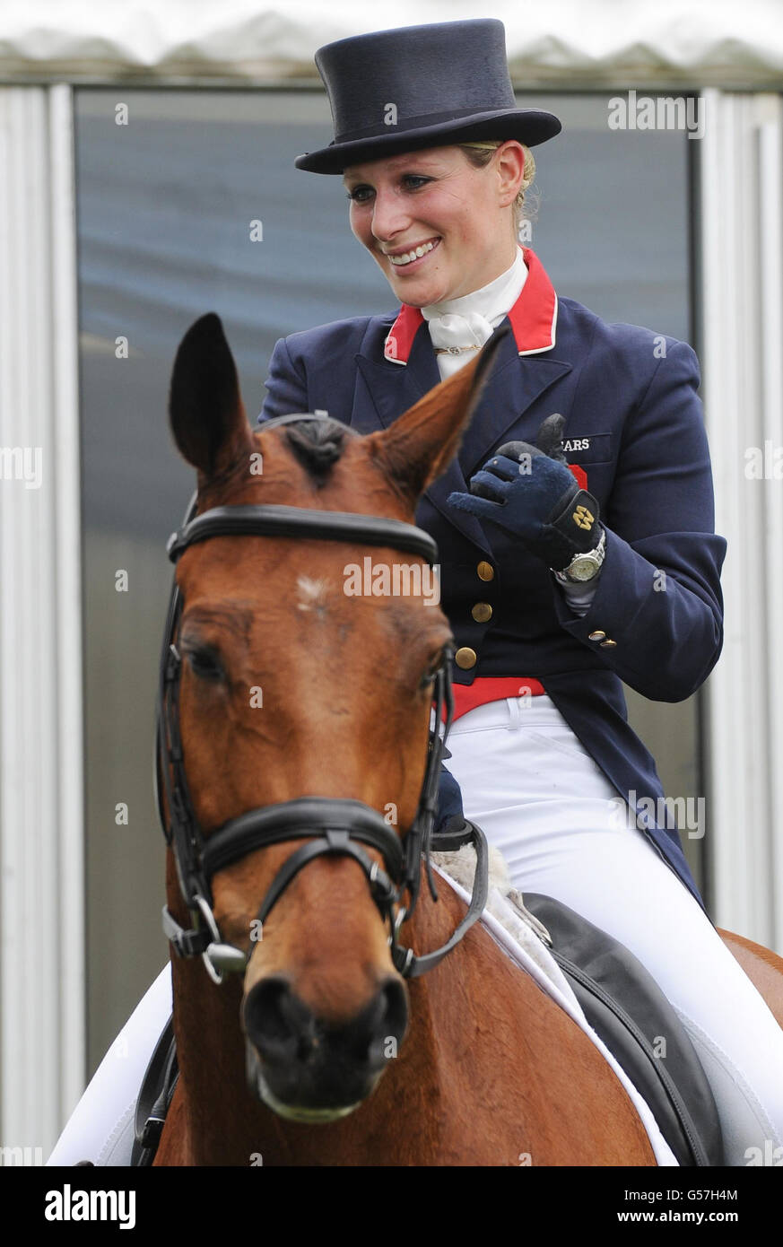 Zara Phillips smiles after riding High Kingdom during the CIC ...