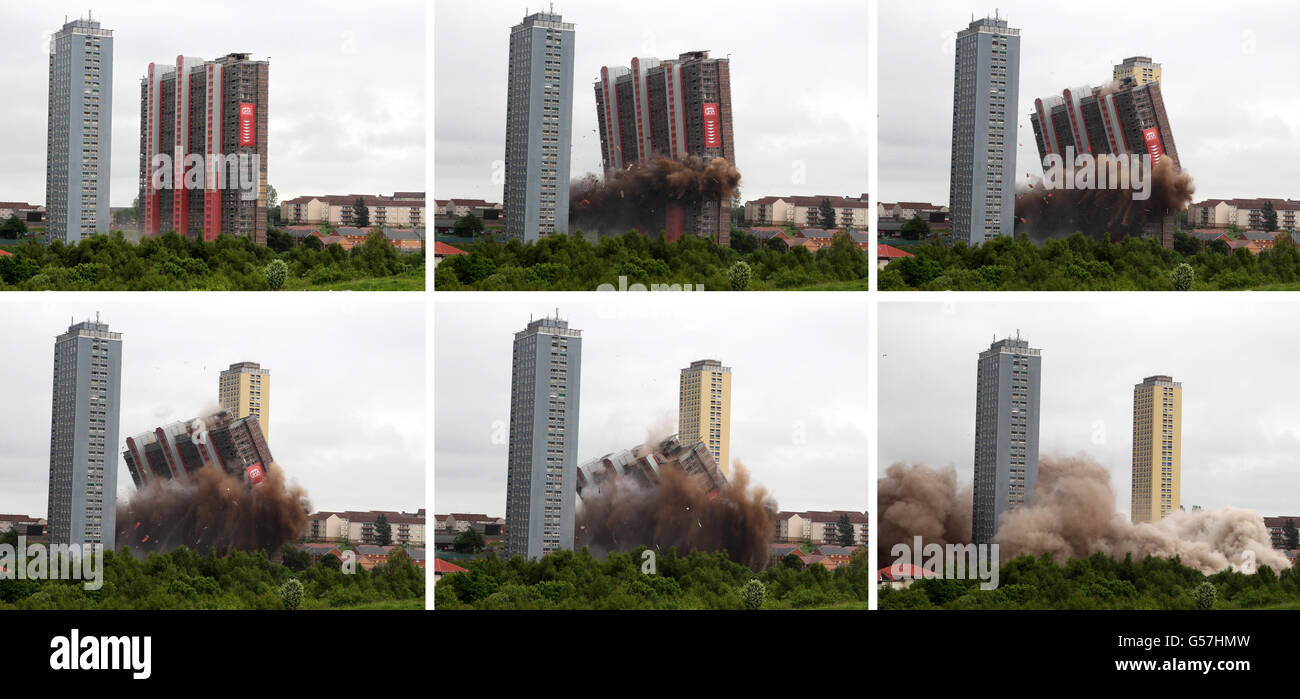 Storey block demolition Stock Photo - Alamy