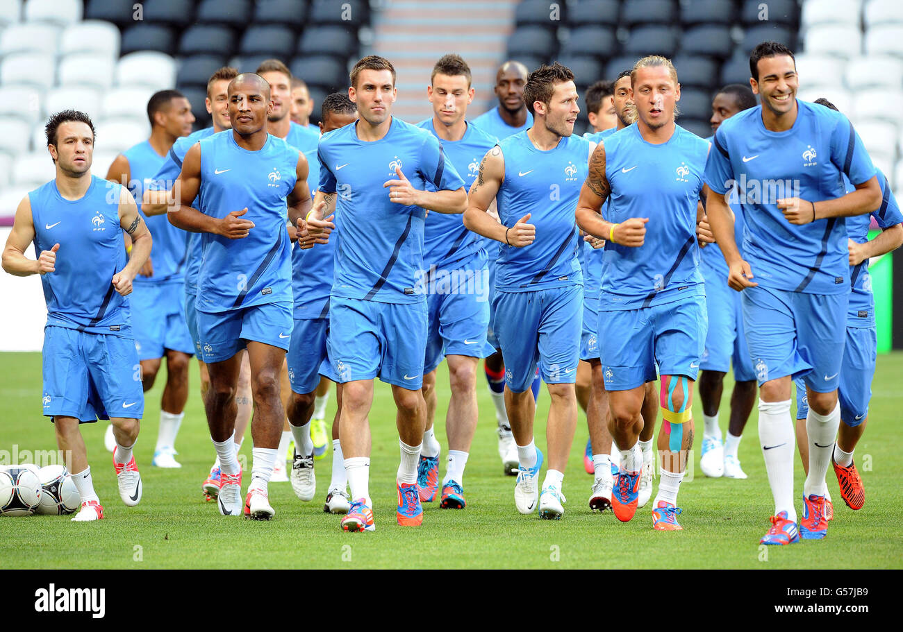 The France squad during the training session at the Donbass Arena ...