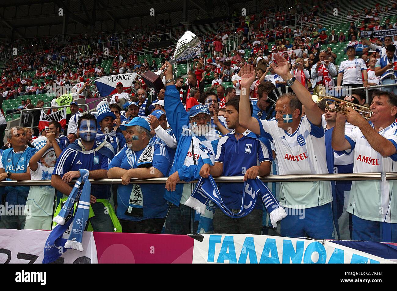 Greece fans shows support for their team in the stands Stock Photo - Alamy