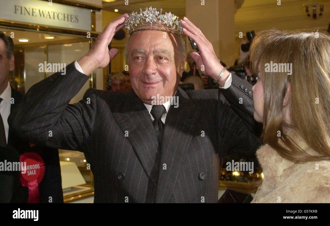 Harrods chairman mohamed al fayed dons victorian emerald diamond tiara ...