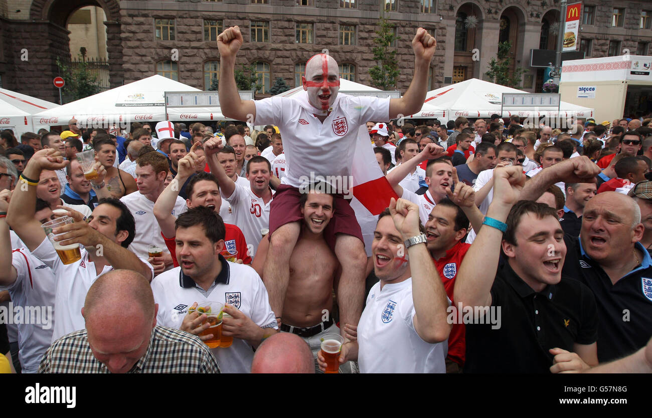 England fans in the fanzone in Kiev, Ukraine, during the European ...