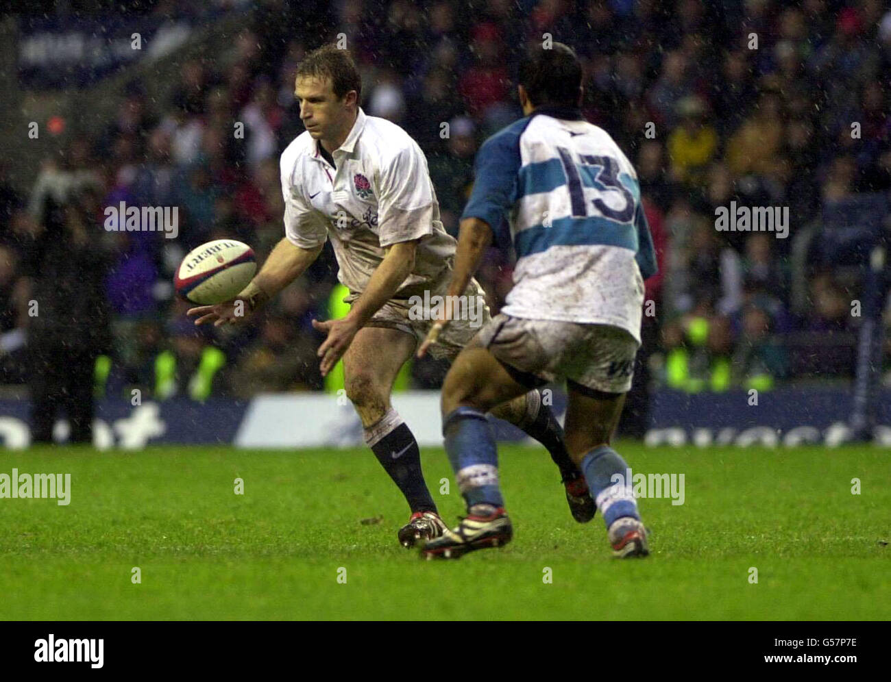 Sport rugby union action mike catt jose orengo hi-res stock photography ...