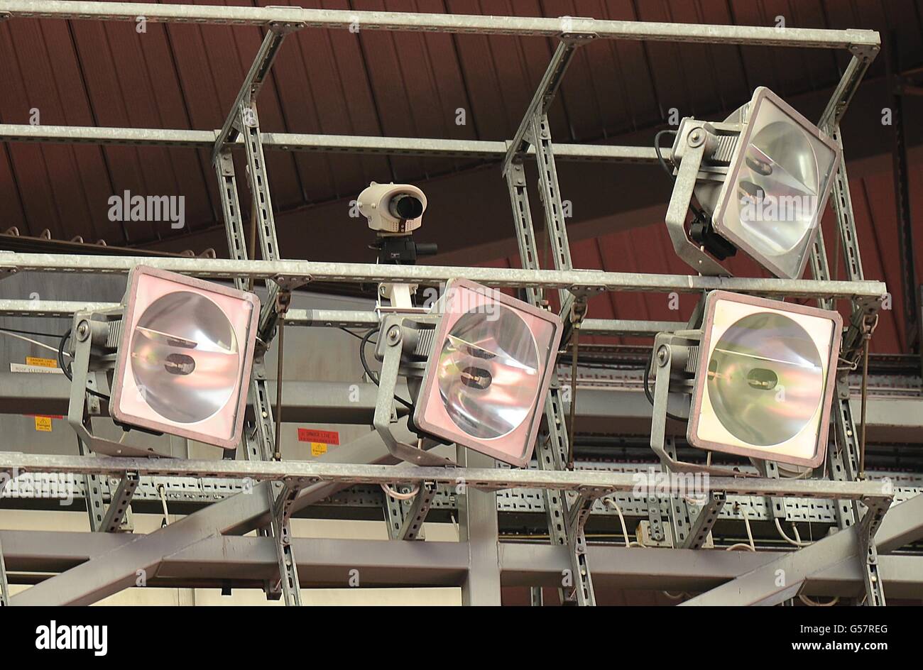 Cameras are set up to monitor the goal-line as part of the Hawk-Eye ...