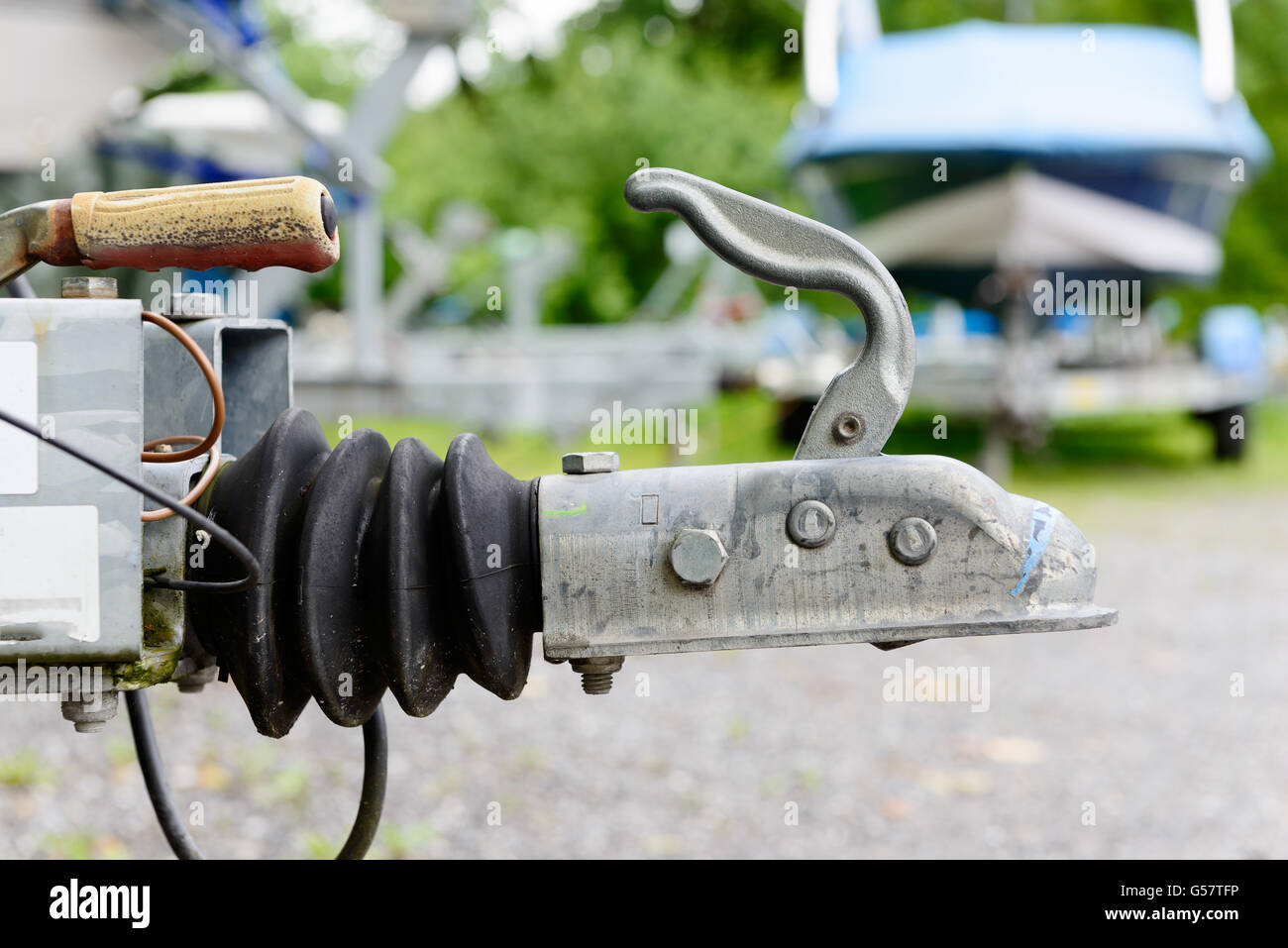 A close-up trailer hook for boats Stock Photo - Alamy