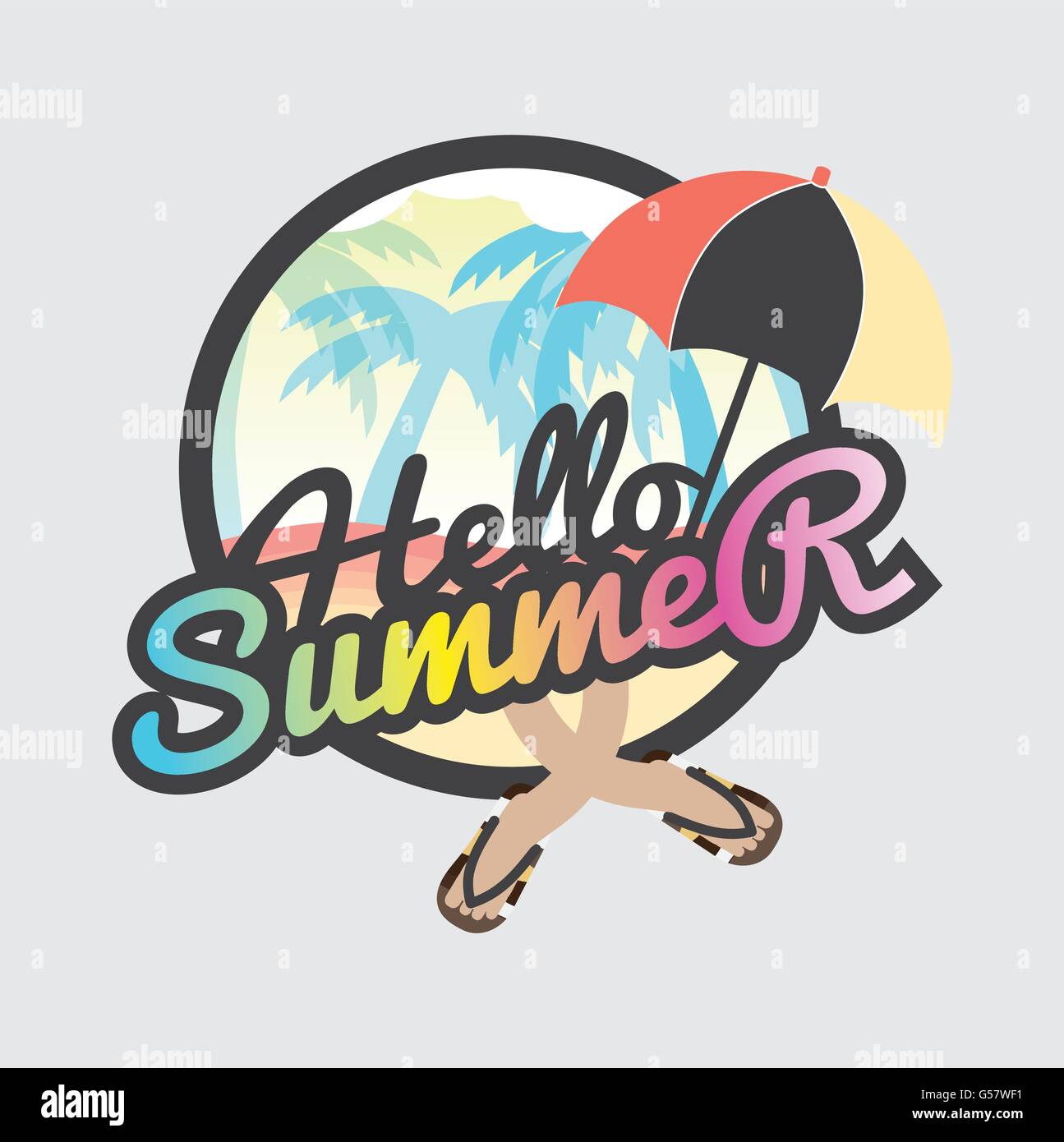 Hello Summer Badge Design Vector Illustration Stock Vector Image & Art ...