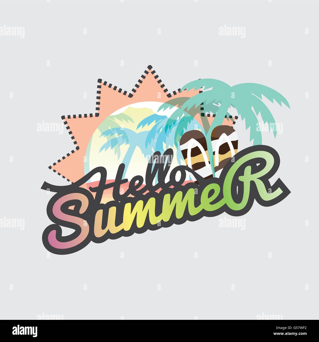 Hello Summer Badge Design Vector Illustration Stock Vector Image & Art ...