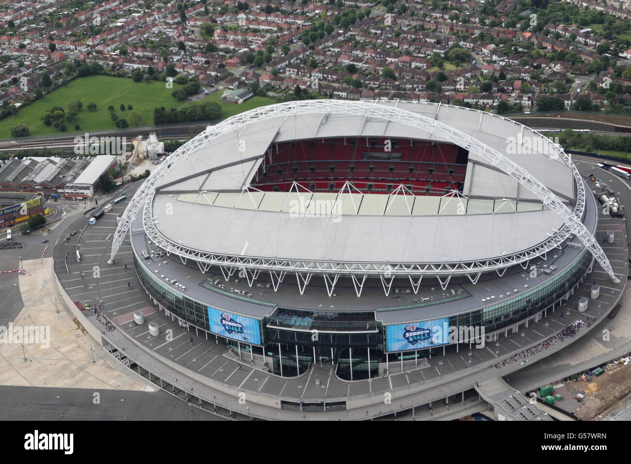An aerial view of Wembley Stadium, London, ahead of The Capital FM ...