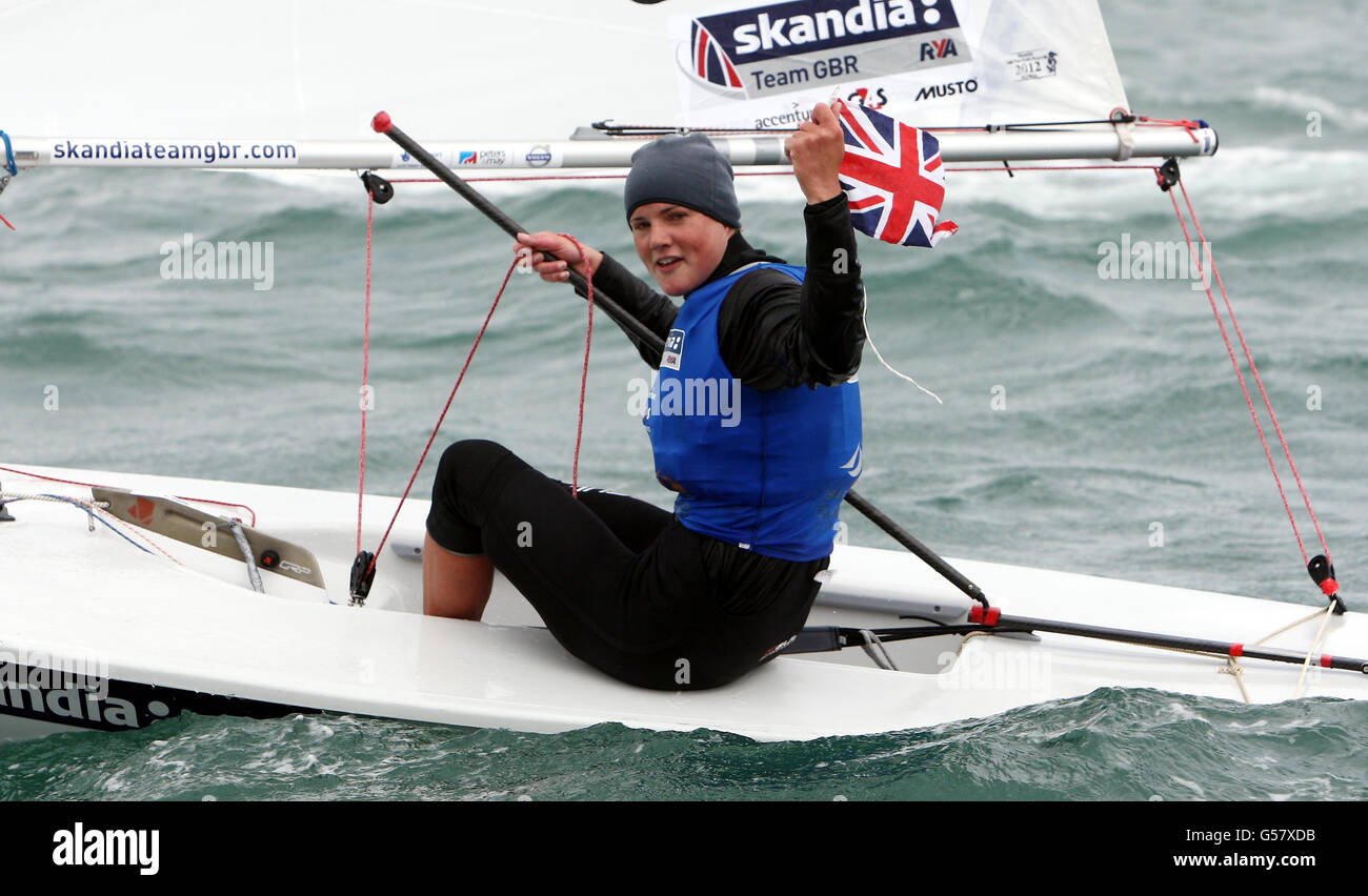 Great Britain's Alison Young acknowledges her Gold medal in the Laser ...