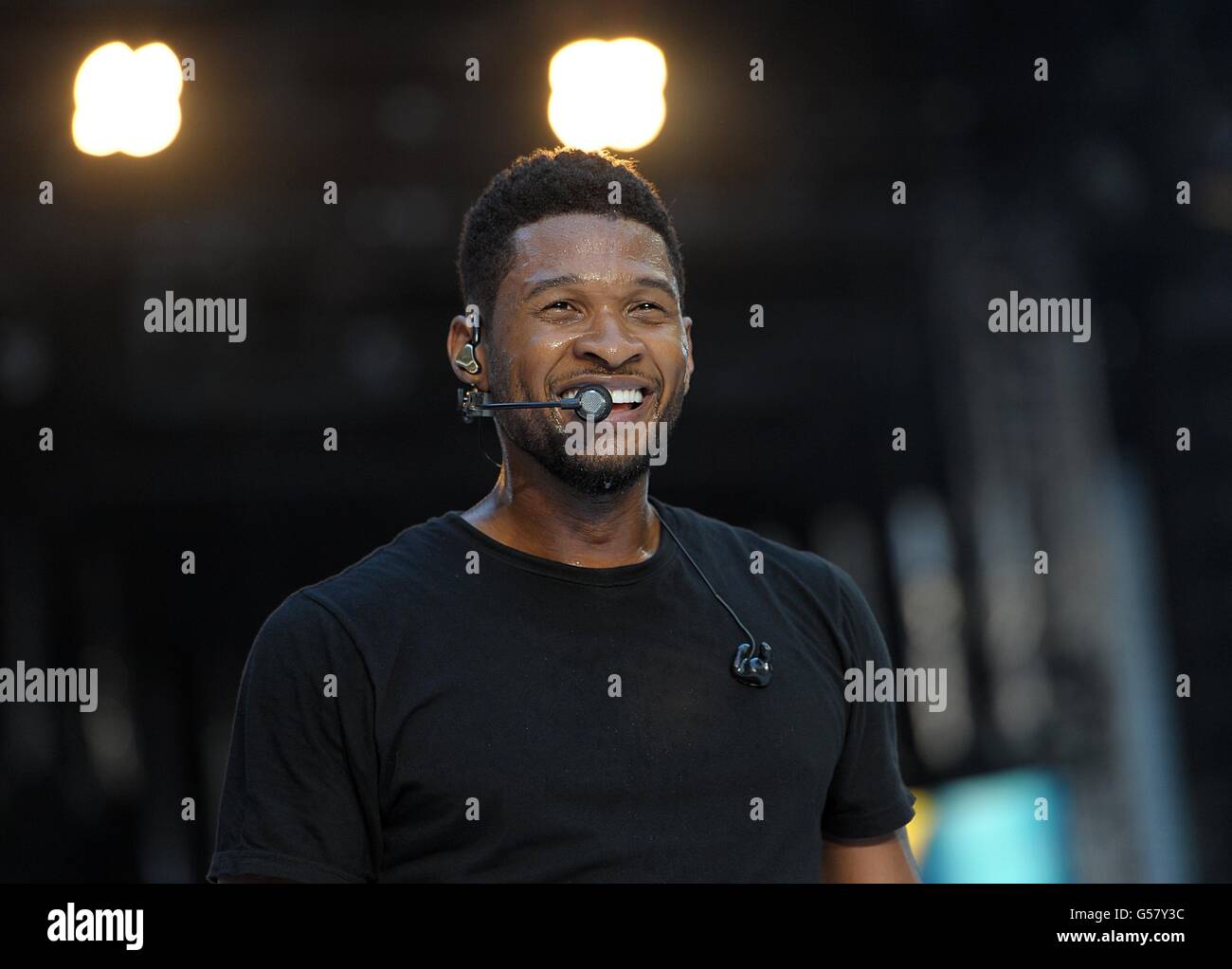 Usher performs during Capital FM's Summertime Ball at Wembley Stadium ...