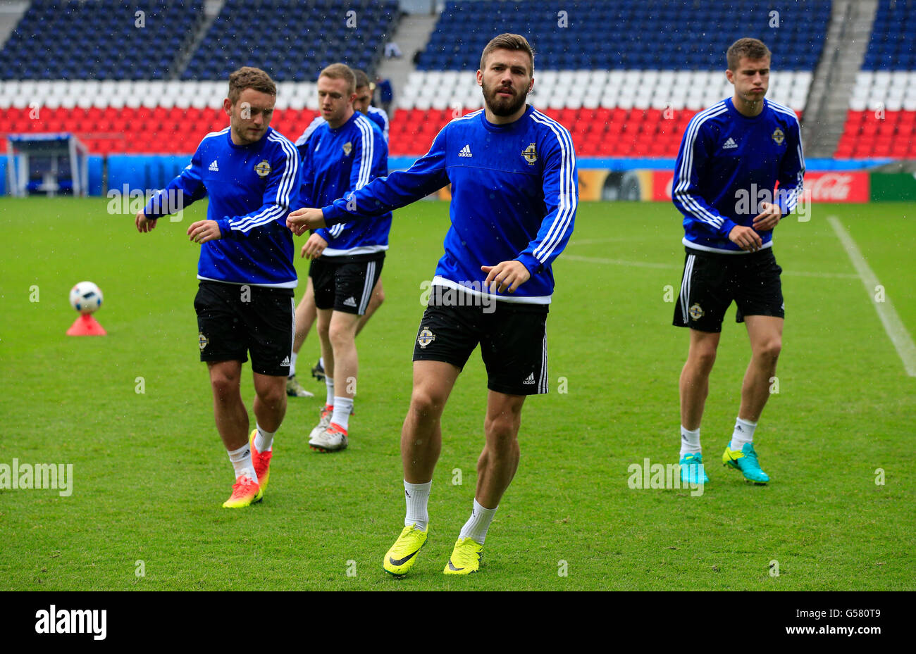 Northern Ireland players during a training session at the Parc Des ...
