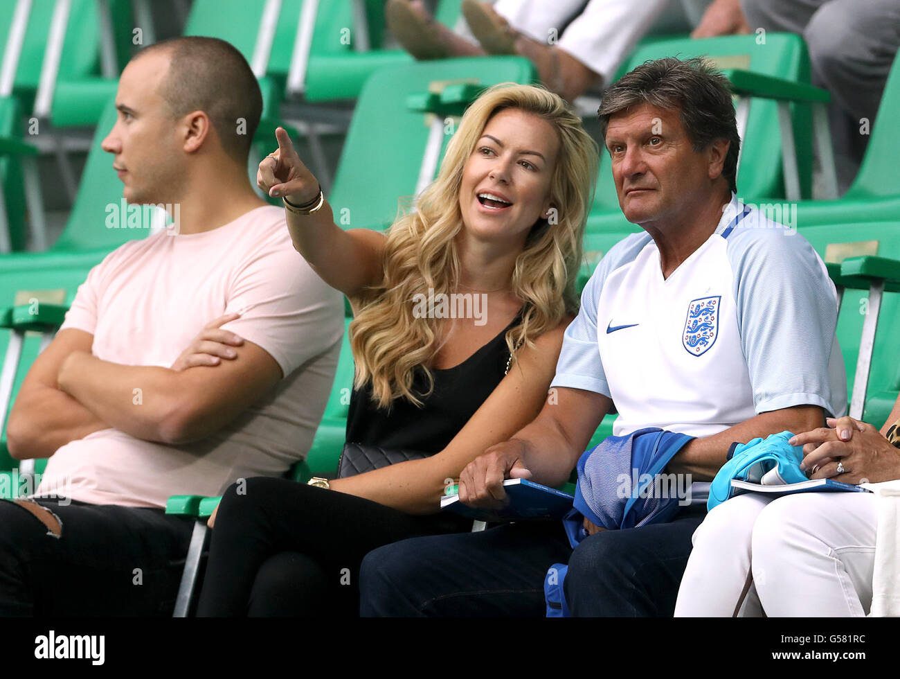 Joe Hart's wife Kimberly (centre) during the UEFA Euro 2016, Group B ...