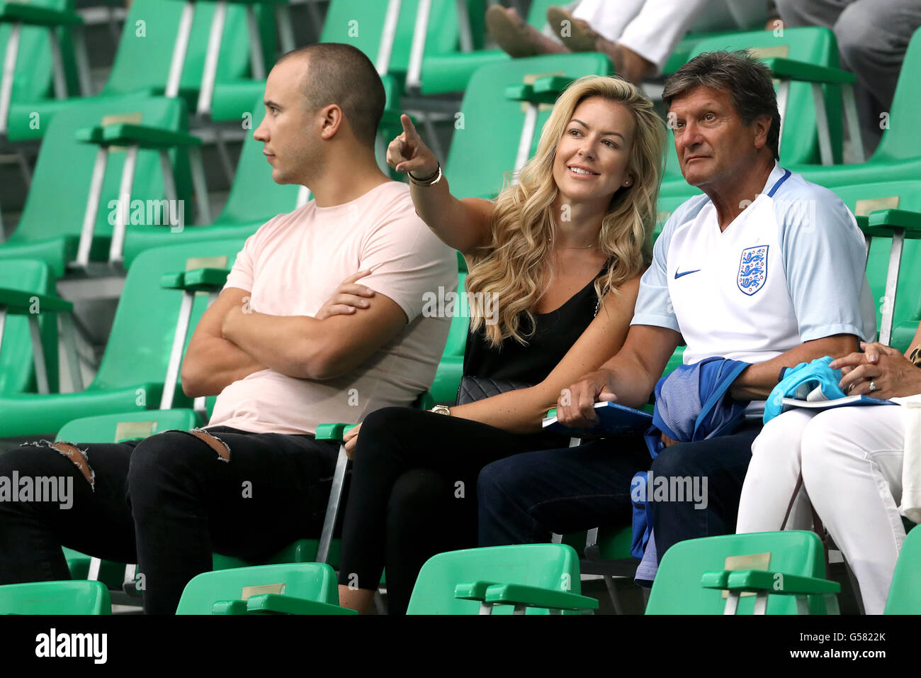 Joe Hart's wife Kimberly (centre) during the UEFA Euro 2016, Group B ...