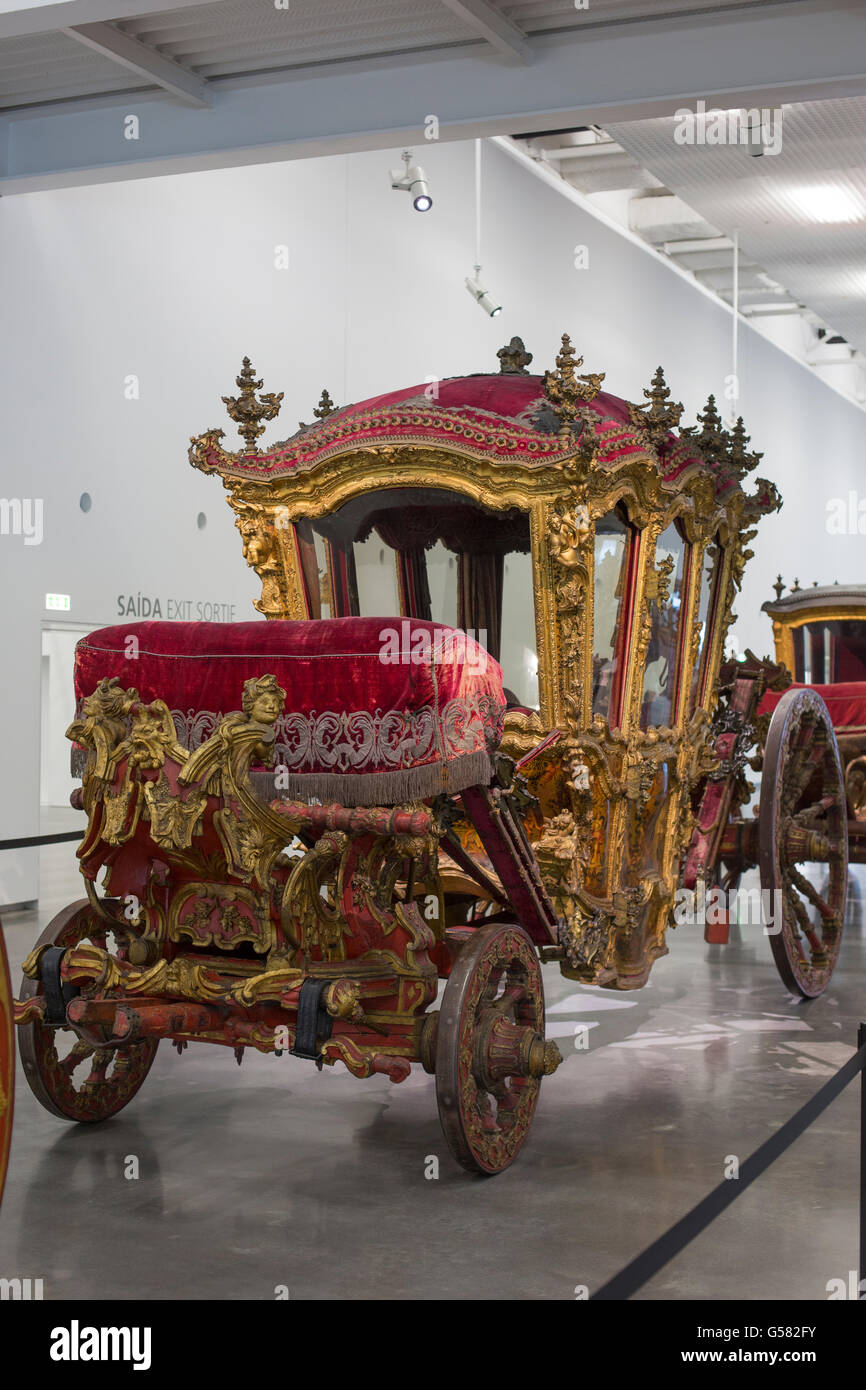 Carriages in the National Coach Museum in Lisbon, Portugal, Europe, EU ...