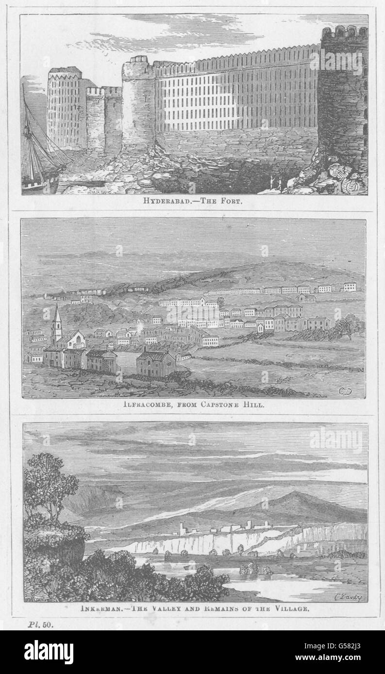 DEVON:Hyderabad-Ft;Ilfracombe,Capstone Hill;Inkerman-Valley remains ...